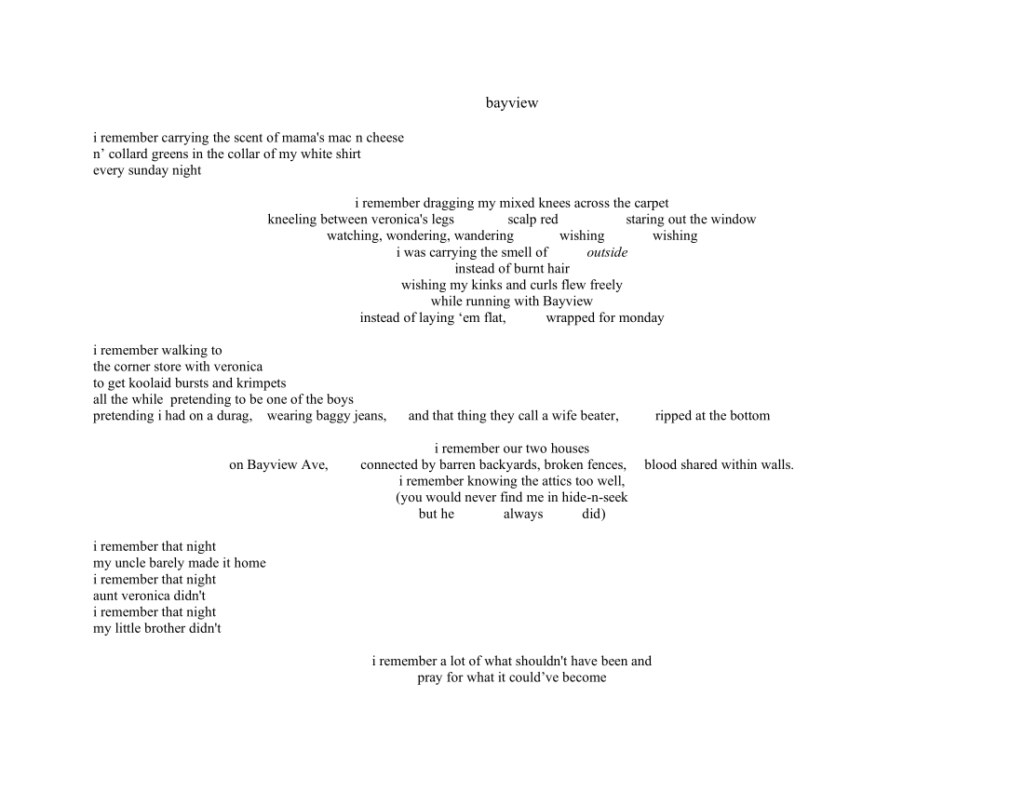 bayview – The Prose Poem